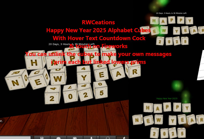 Second Life Marketplace - Happy New Year 2025 Alphabet cubes w Countdown clock BOX
